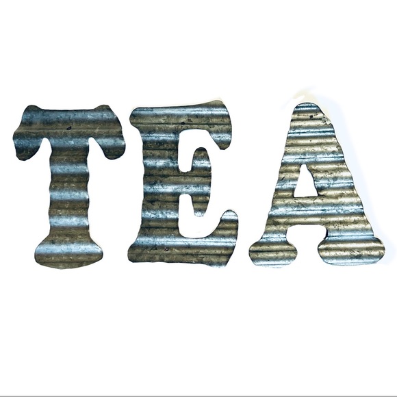 Accents | Vintage Farmhouse Galvanized Metal Tea Wall Decor Sign Wall ...